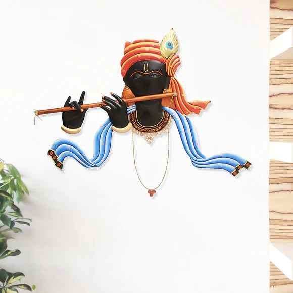 Krishna Playing Basuri Metal Wall Art - ItStyle Store
